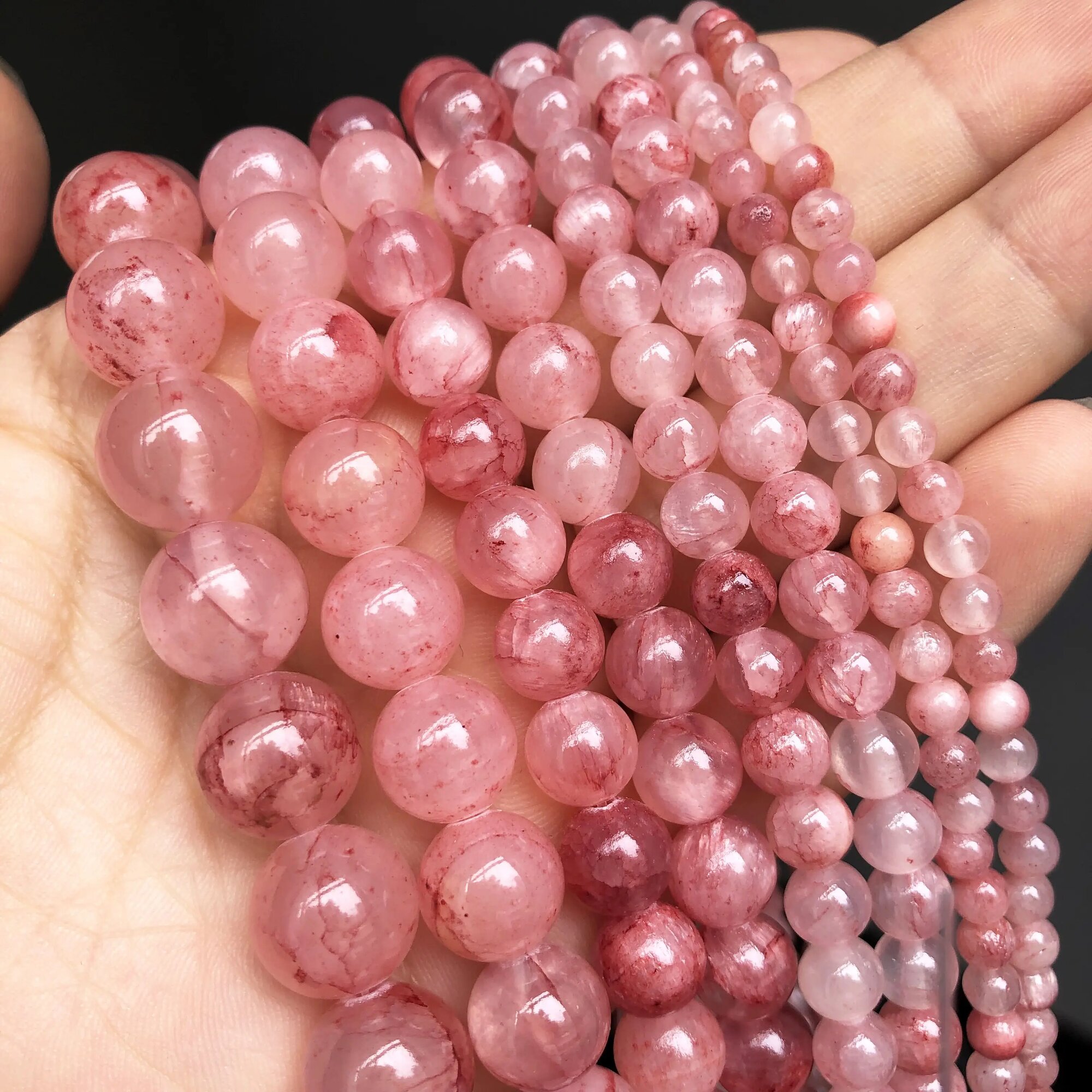 Голубые бусины из апатита Xilitata 6, 8, 10 мм Розовый, 8mm (approx 46pcs), Cherry Red Jade