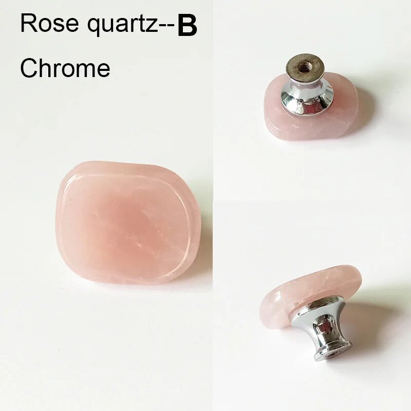 Ручка мебельная Rose quartz B, Chrome, Pink crystal