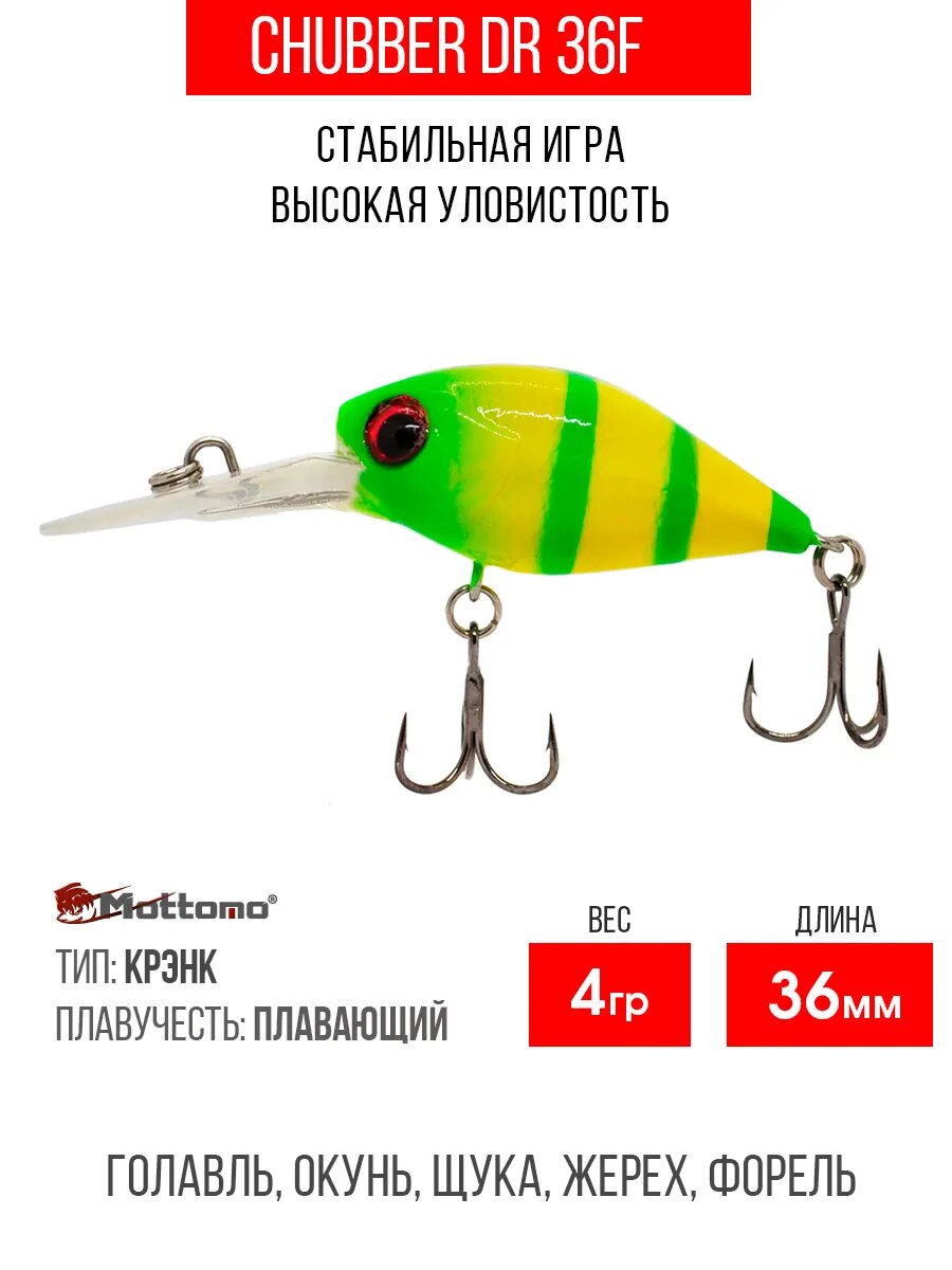 Воблер Mottomo для рыбалки Chubber DR 36F 4g. Приманка на язя, щуку