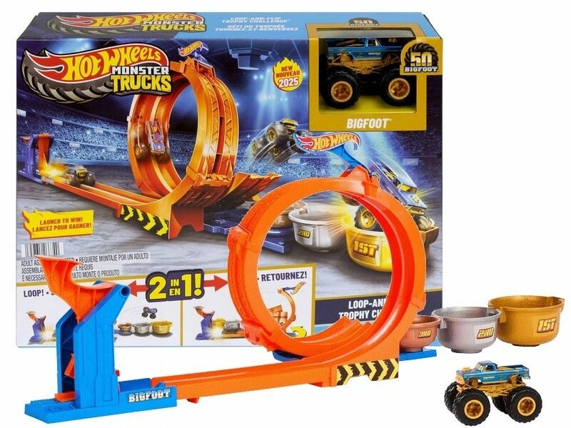 Игрушечный трек Hot Wheels Monster Trucks - Петля для прыжков с трамплина Bigfoot 50-я годовщина - Хот Вилс JBX64