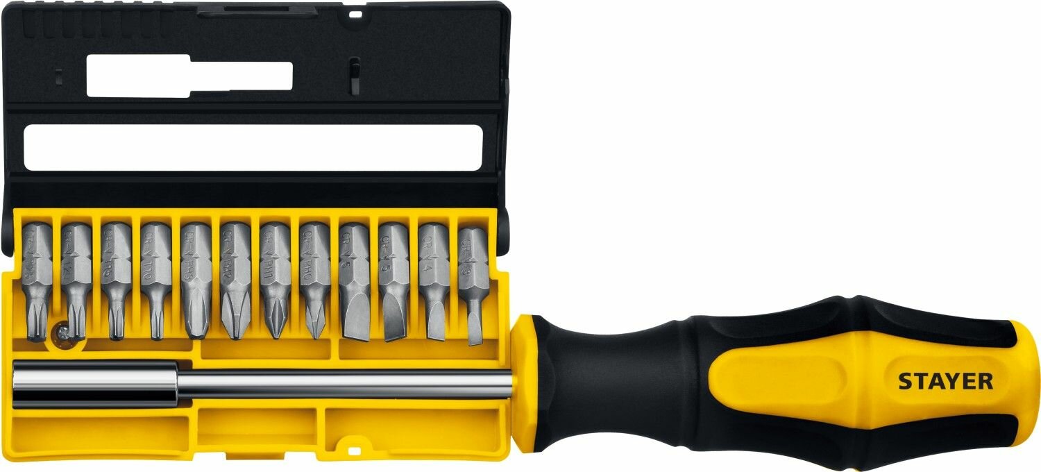 Отвертка-битодержатель STAYER Hercules-B13, 13 предм, насадки included 25813
