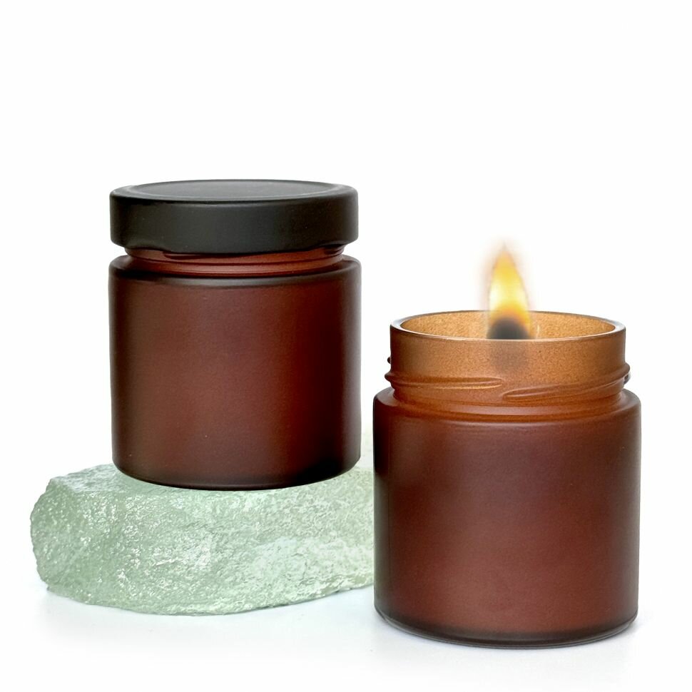 Контейнер/банка для свечи коричневая матовая полупрозрачная EPOXYMASTER, 200мл