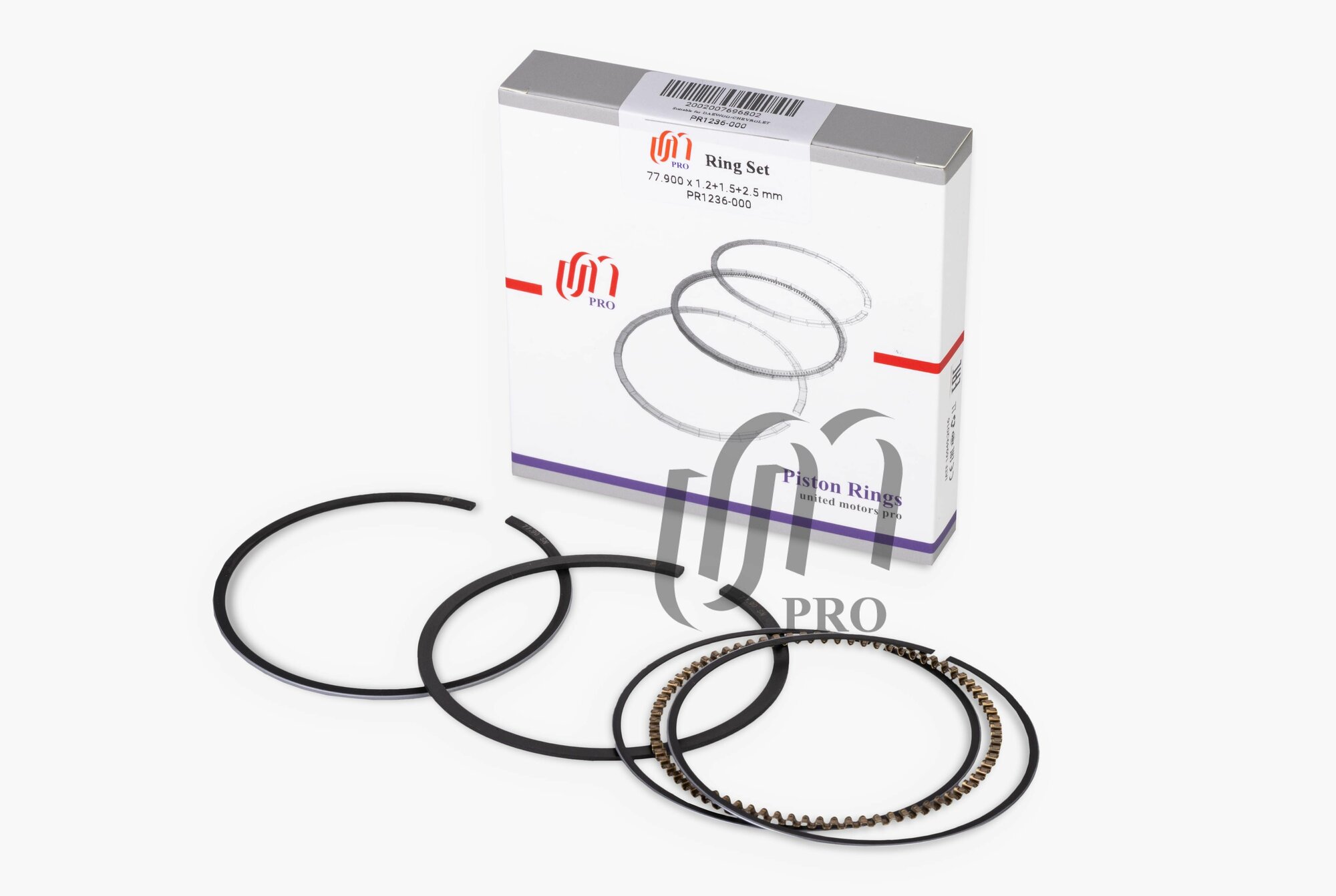 Кольца поршневые STD Daewoo/Chevrolet F14D3 d77.9 STD 1.2-1.5-2.5 (93740422) на 1 цил. UMpro