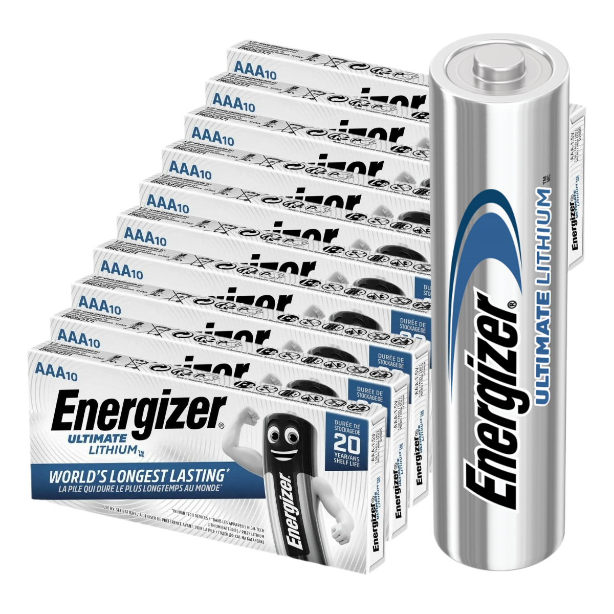 Батарейки литиевые Energizer Ultimate Lithium, ААА / LR06 1.5V мизинчиковые 100 шт
