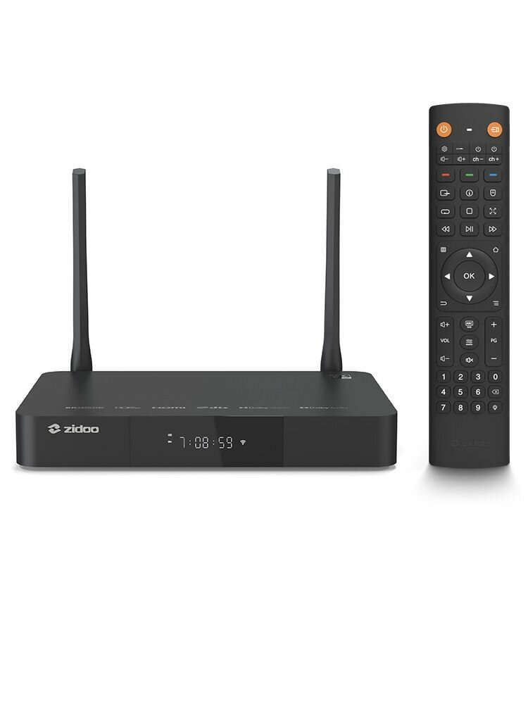 Zidoo Медиаплеер Смарт ТВ приставка, медиаплеер Zidoo Z9X 8K Android, 6 ГБ/64 ГБ, WiFi, Инфракрасный пульт дистанционного управления черный