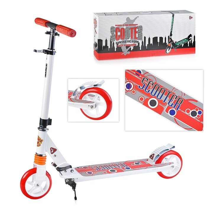 Самокат Oubaoloon двухколесный, 78х12х77 см, регулируемая стойка, до 100 кг, белый (U038190Y)