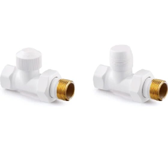 Комплект вентилей термостатический и запорный, 3/4", прямой, RAL 9016