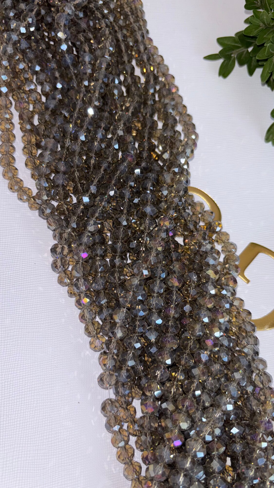 Хрустальные бусины "рондель", серый прозрачный (с AB покрытием), 8 мм, 10 нитей по 60 - 65 бусин на нити