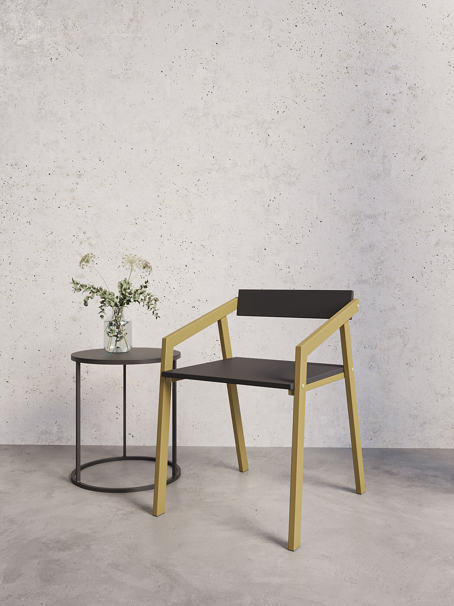 Стул с подлокотниками для дома для офиса, для сада LOFT золотой/черный