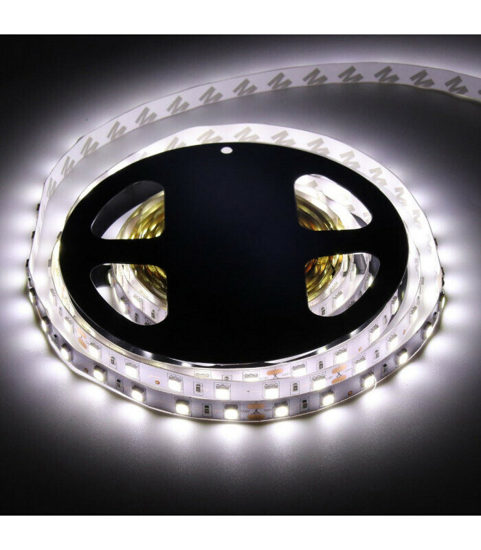 Светодиодная лента SMD 5050, 60 диодов/метр. Люкс, 24 В. Цвет: белый, IP33. Катушка 5 метров.