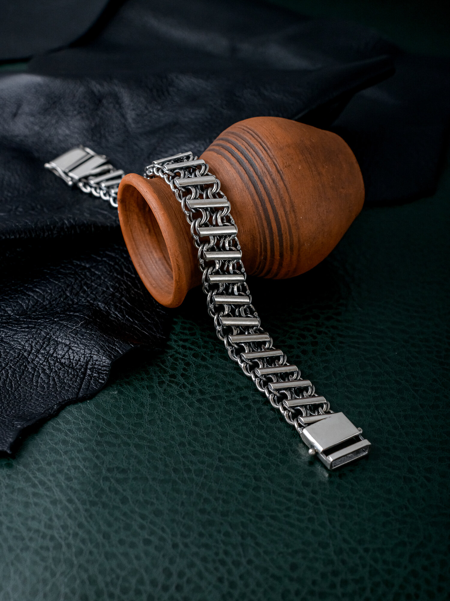 Браслет-цепочка, серебро, 925 проба, чернение, оксидирование