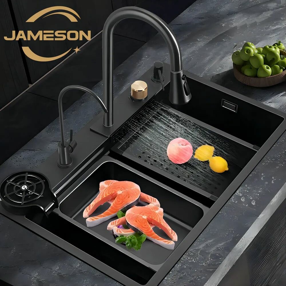 Мойка для кухни JAMESON Нержавеющая сталь марки 304 многофункциональная врезная мойка водопад