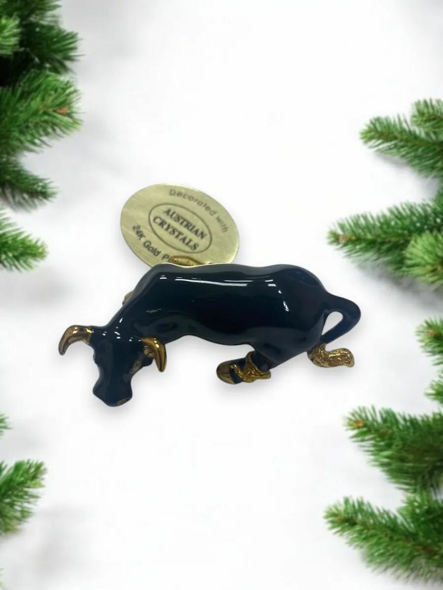 Новогоднее украшение. Бык позолота 24к. стразы Сваровски 5см