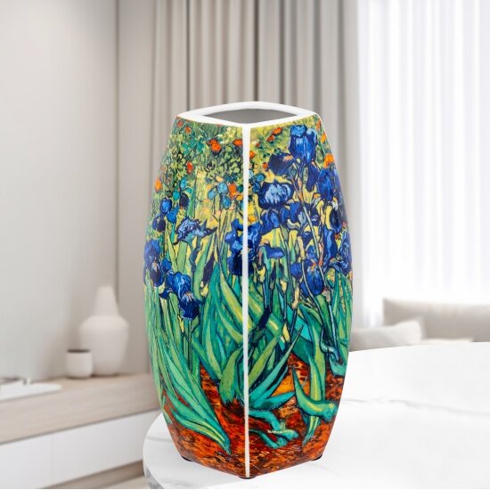 Ваза Elan Gallery Ирисы 11х11х21 см, 1,5 л, квадратная, в п/у, NEW BONE CHINA
