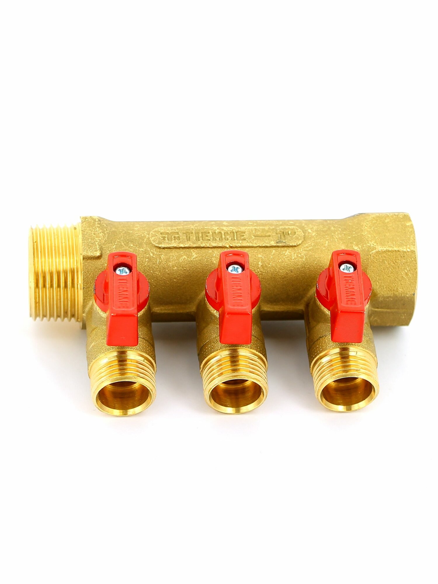 Коллектор с шар. кранами Tiemme 1"нв - 3 х 1/2"н (NINO) лат. 1820005(1833G160403)