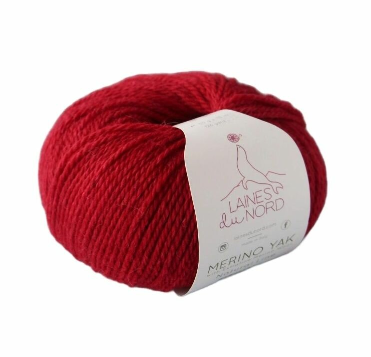 Пряжа Laines du Nord Merino Yak 13 тёмно-красный (50г/115м, упаковка 10 мотков)