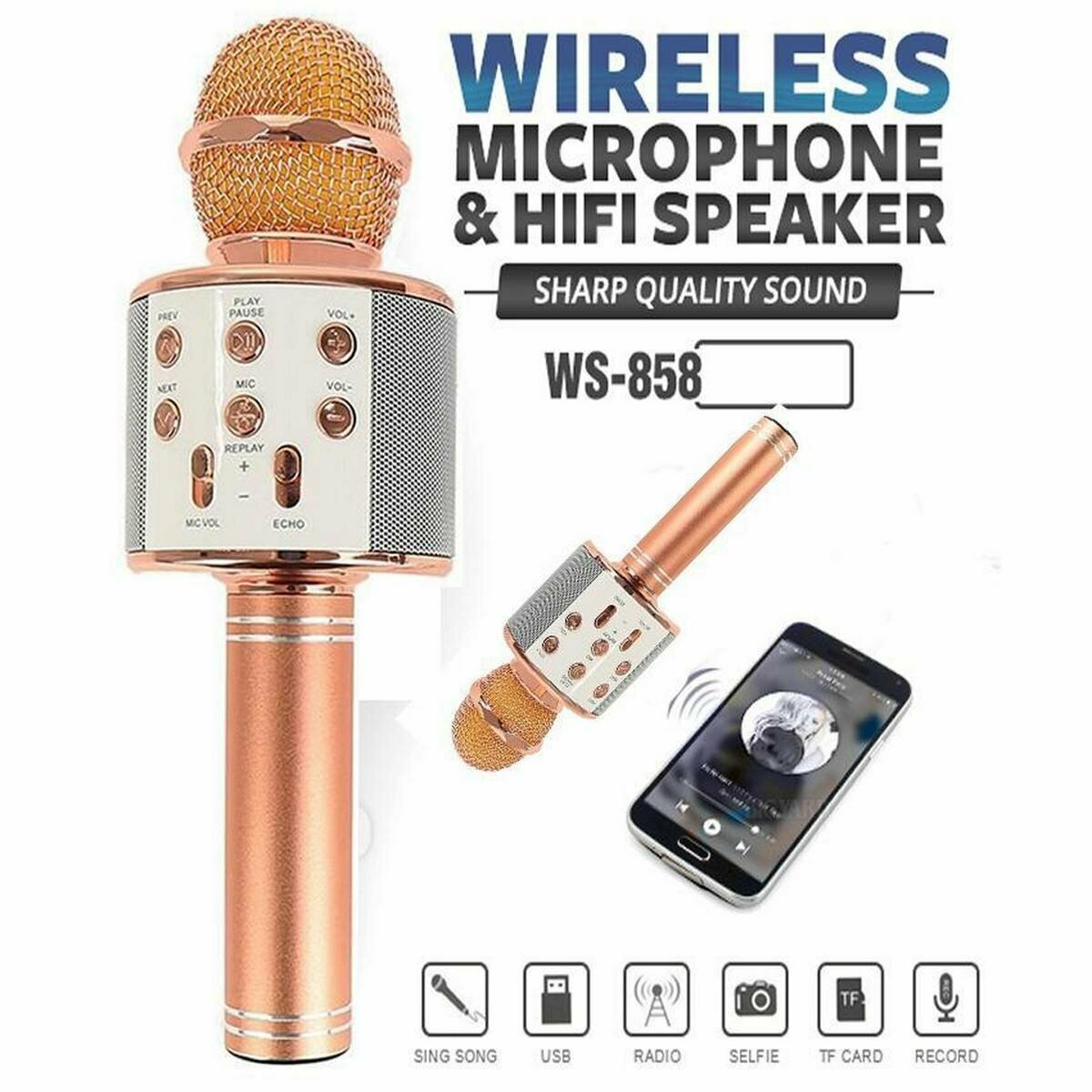 Беспроводной ручной микрофон USB KTV плеер Bluetooth микрофон динамик для IOS Android телефон компьютер