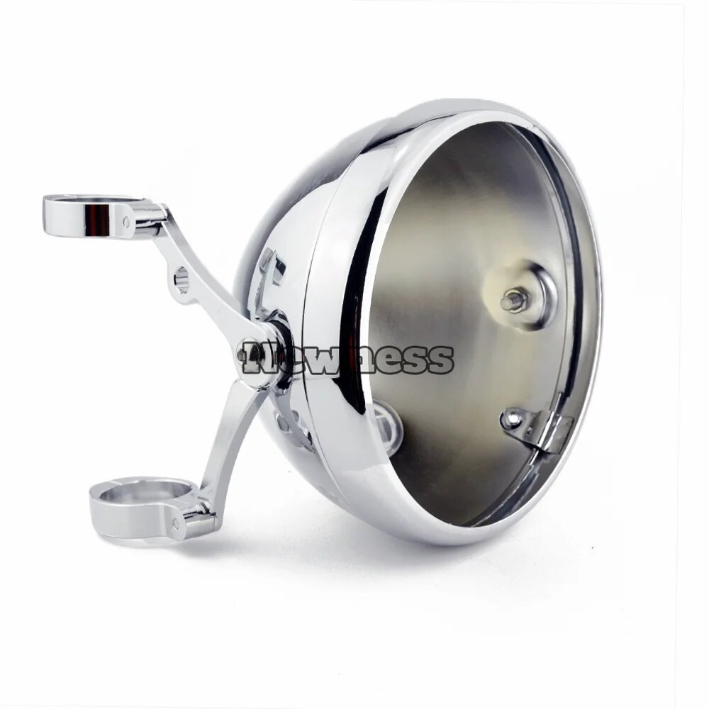 Мото фара 7" серебряная, Chrome, регулируемый кронштейн