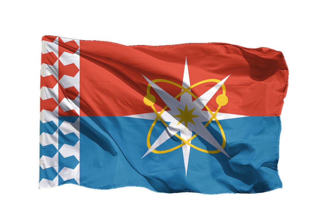 Флаг Новоуральска на флажной сетке, 70х105 см - для флагштока