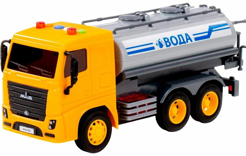 Пластиковая модель "Автомобиль МАЗ поливочный" для детей, игрушечный транспорт со световыми и звуковыми эффектами, детская инерционная машинка, сюжетно-ролевая игрушка, для игр в песочнице и дома