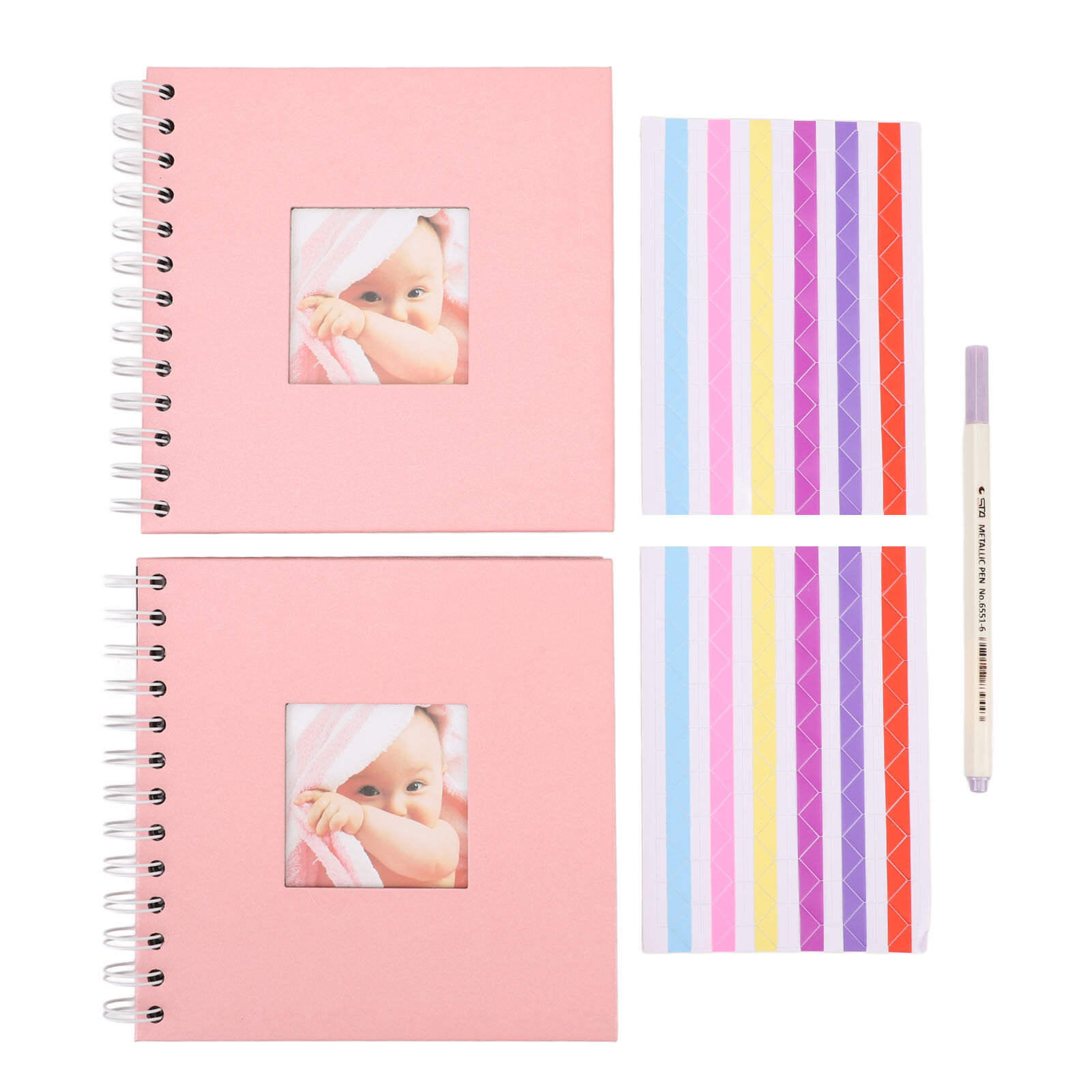 Набор из 2-х детских альбомов своими руками, аксессуары в твердом переплете, открывающаяся крышка, дисплей для фотографий, детский альбом для вырезок, розовый