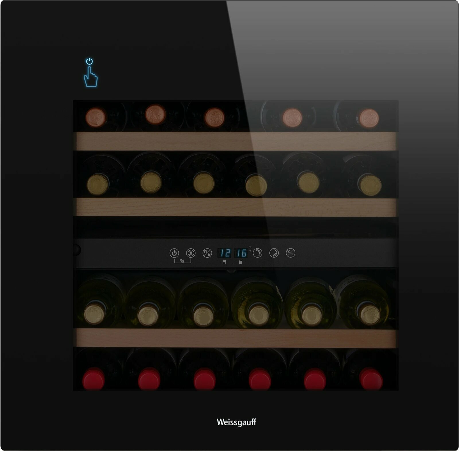 Встраиваемый винный шкаф Weissgauff WWCI-36 DB DualZone черный