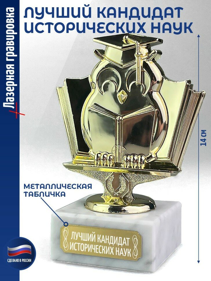 Статуэтка Учёная сова "Лучший кандидат исторических наук" (13,8 см)