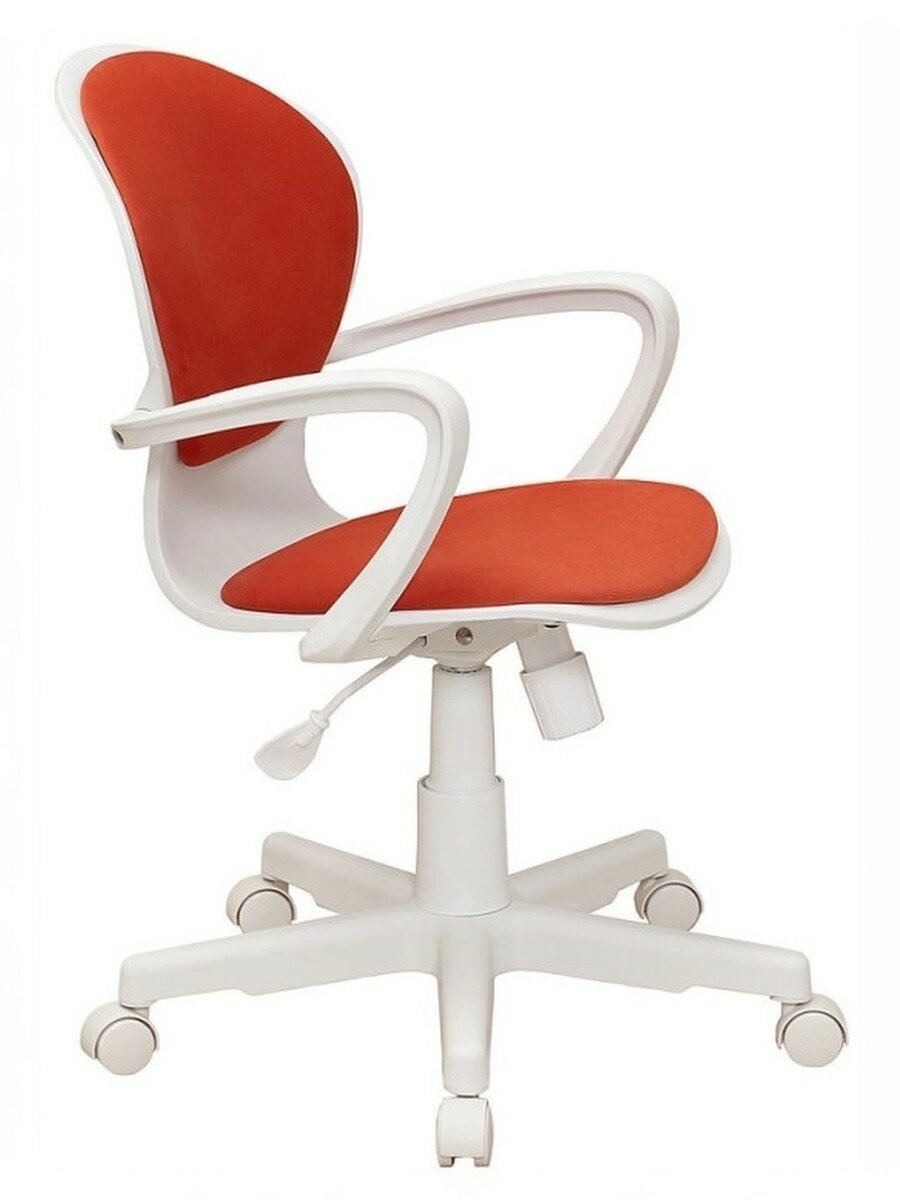 Детское компьютерное кресло КР Bloom White, с механизмом качания, обивка, велюр оранжевый
