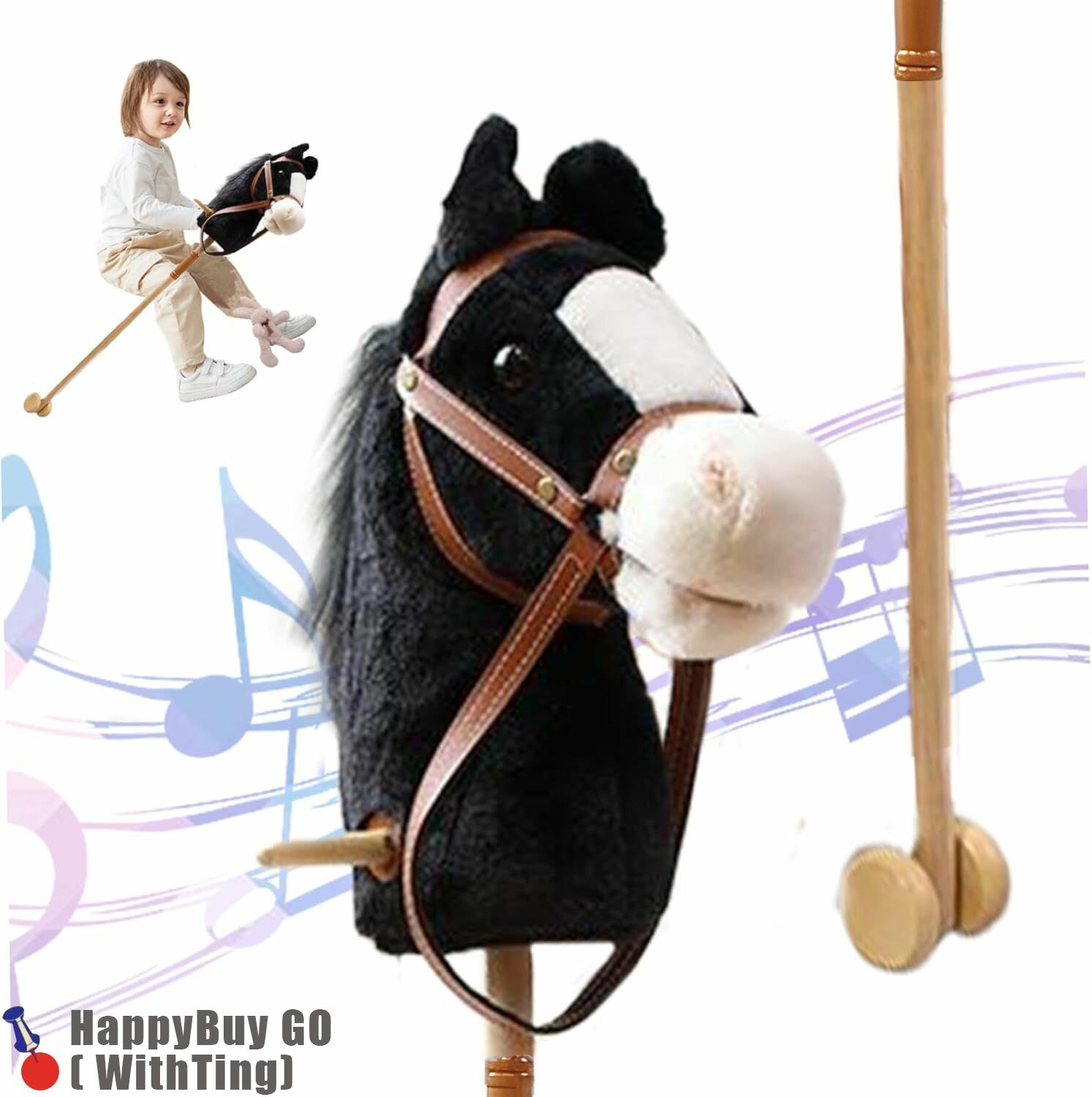 Лошадь на палке, Игрушки-лошадки высотой 100 см, Лошадиные игрушки с реалистичными звуковыми эффектами