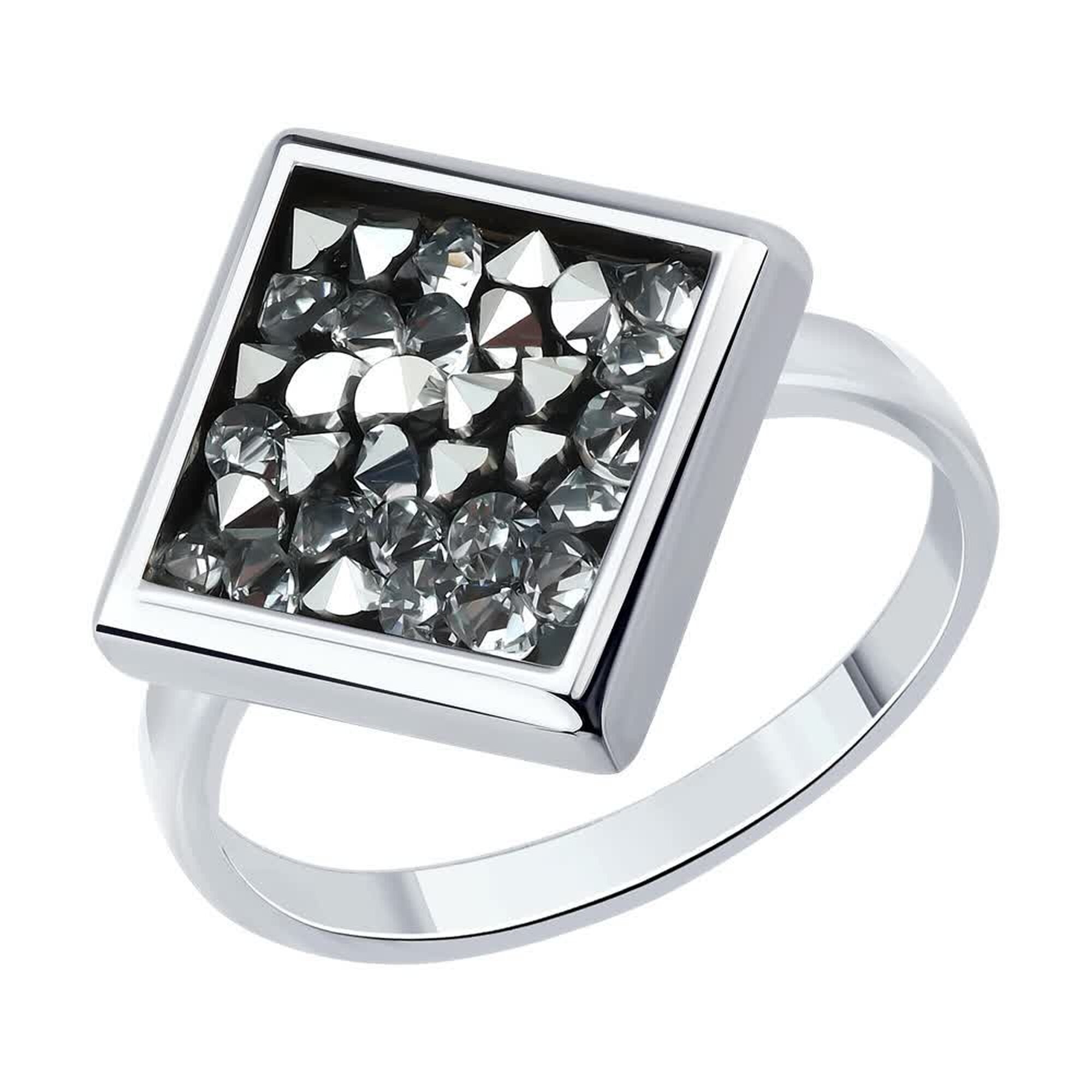 Кольцо, серебро, 925 проба, родирование, кристалл