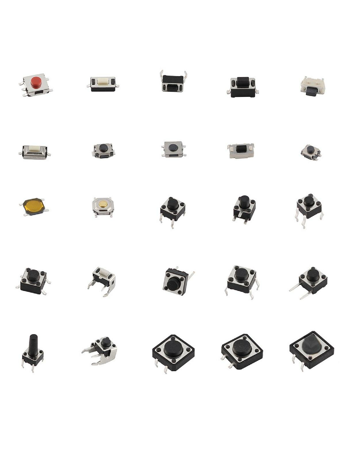 125pcs/Lot for Touch Switch/ Micro Switch / Push Buttons Switches 25 Types Assorted Kit 2x4/3x6/4x4/6x6 For DIY Tool Pac