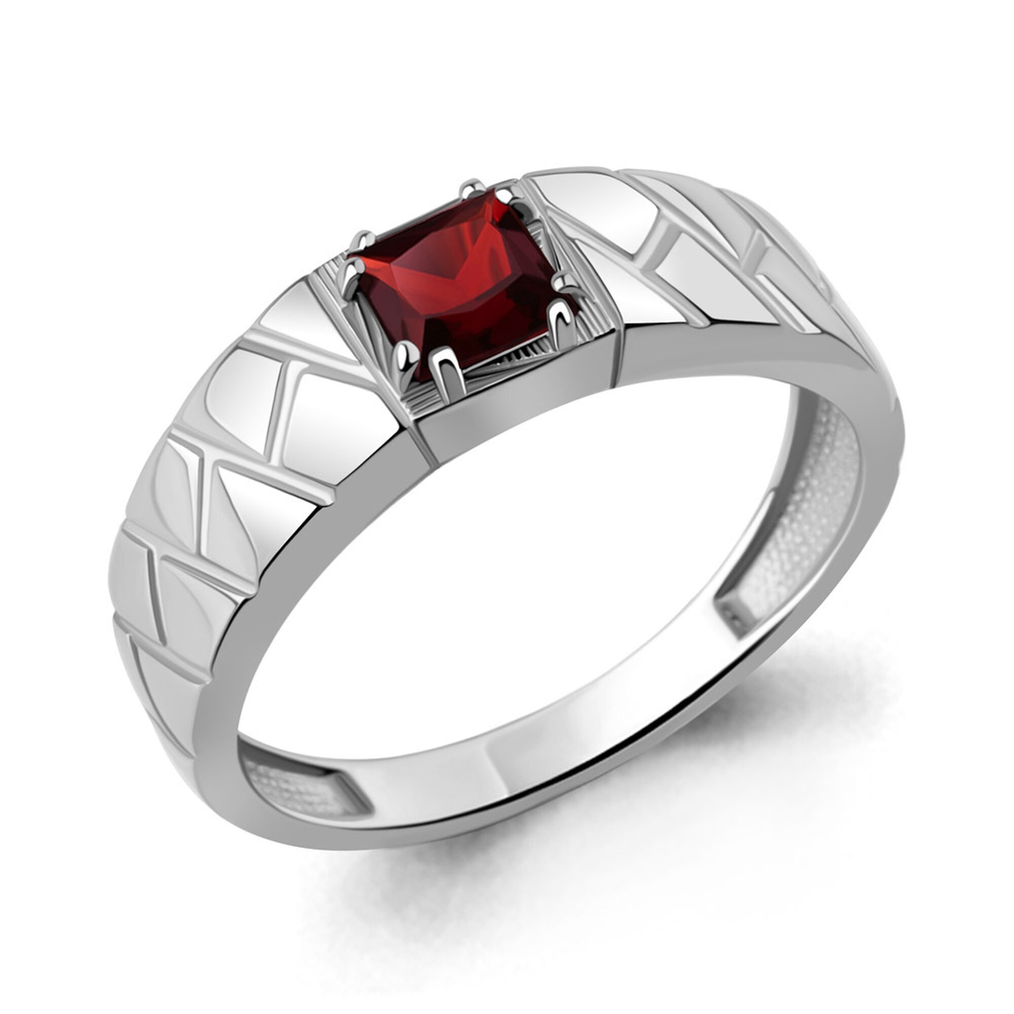 Кольцо, серебро, 925 проба, родирование, гранат