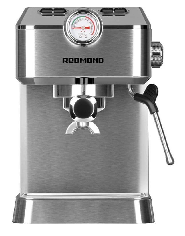 Кофеварка рожковая Redmond CM711 серебристый [используемый кофе - молотый, чалды, 1100 Вт, 1.5 л]