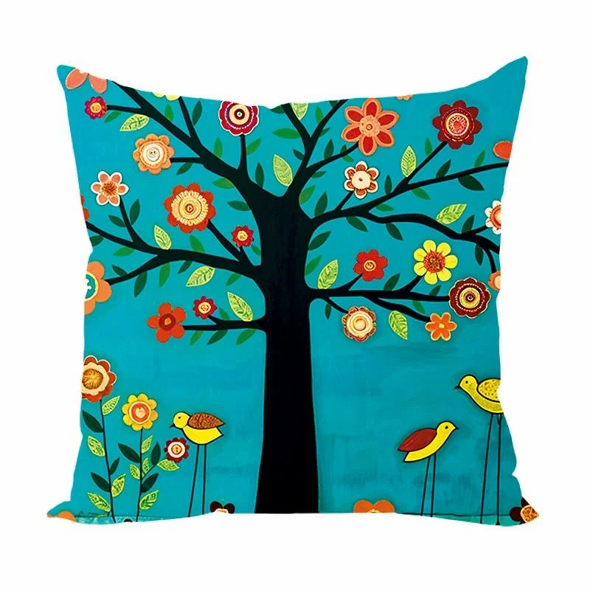 Чехол для подушки Дерево счастья на бирюзовом 40х40 велюр