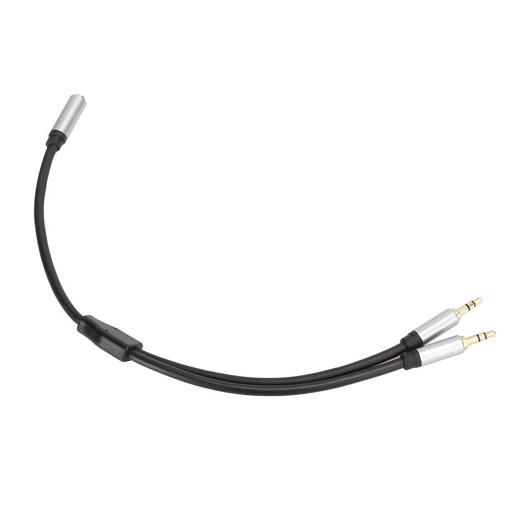 2-в-1 аудиокабель ТВ-усилитель звуковой автомобильный соединительный провод 0,3 м серебристый, AUX 3,5 мм гнездо к двум папа