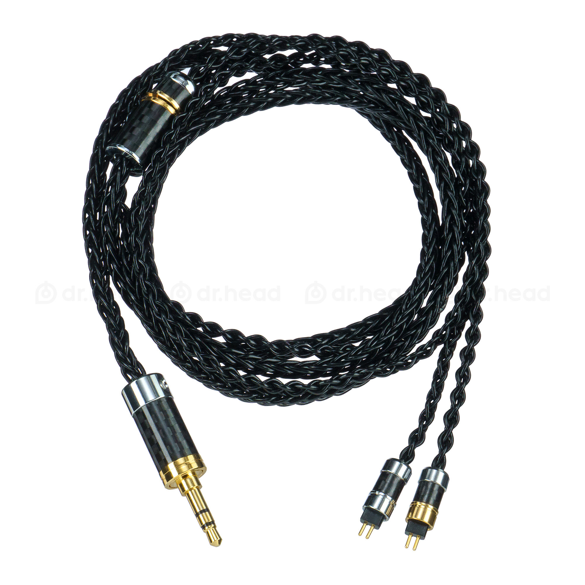 Сменный кабель для наушников HeadMade IEM 2-pin to 3.5mm jack, 1.2 м, black