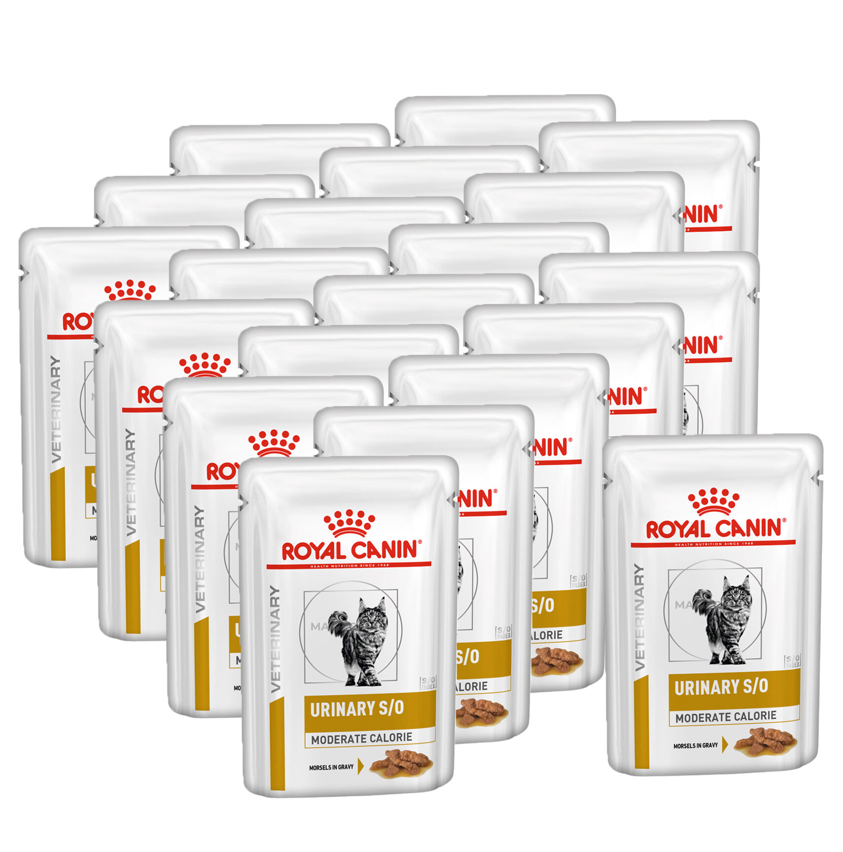 Влажный корм (консервы) ROYAL CANIN URINARY S/O MODERATE CALORIE для взрослых кошек при мочекаменной болезни с умеренным содержанием энергии в соусе пауч, 85 гр x 20 шт.