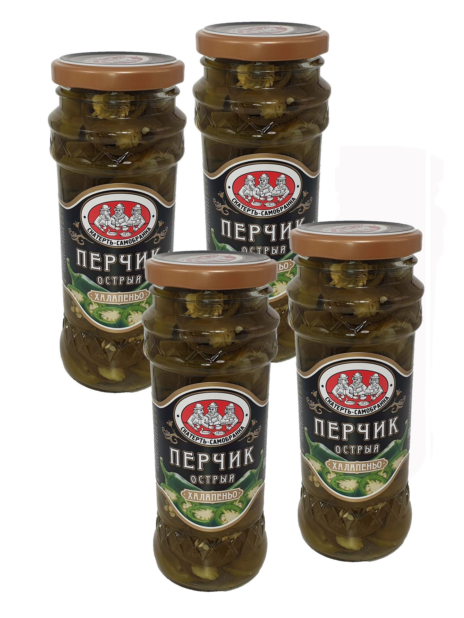 Перец халапеньо зеленый "скатерть-самобранка", 4 баночки по 370мл