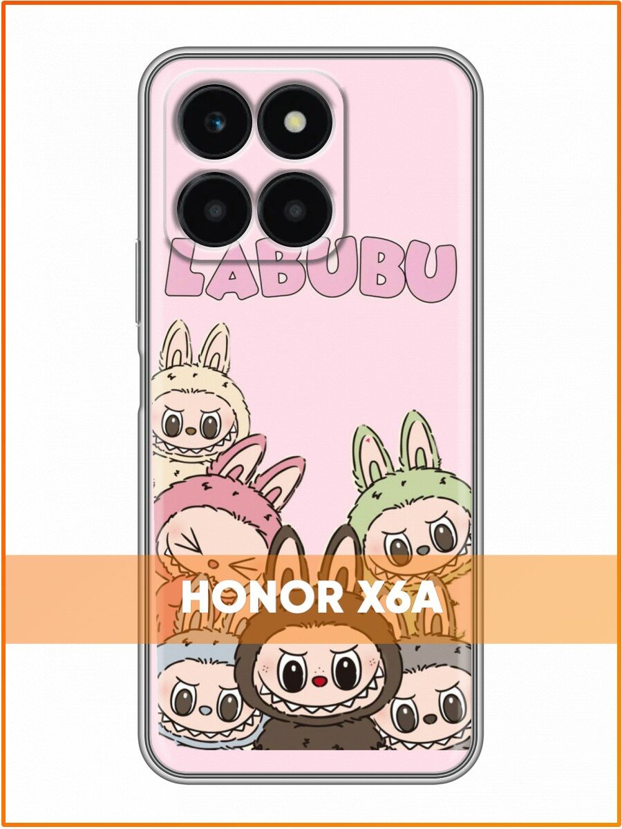 Чехол для Honor X6a с принтом для детей с Лабубу (Хонор Х6а)
