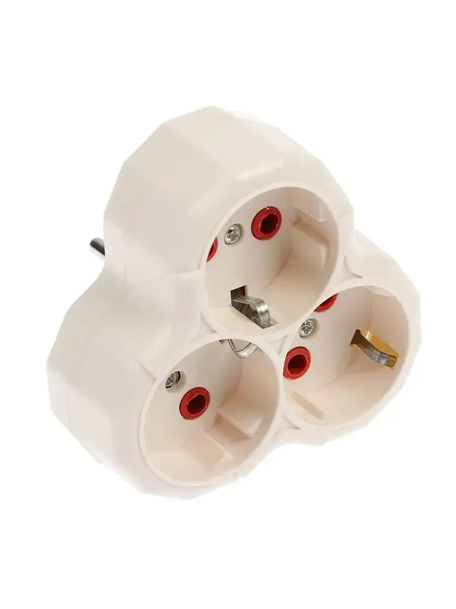 Тройник для розетки разветвитель белый 16А