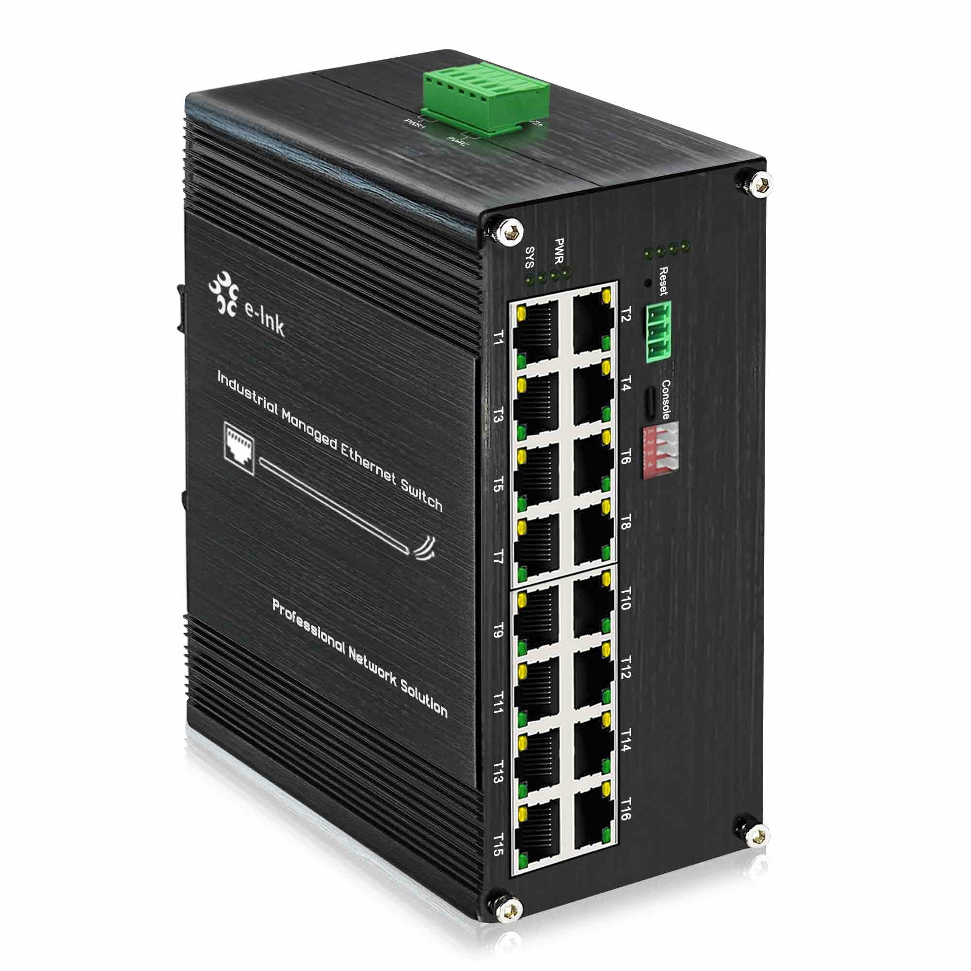 Управляемый коммутатор PoE L2, 16 портов - LNK-DIMC216MP 802.3at