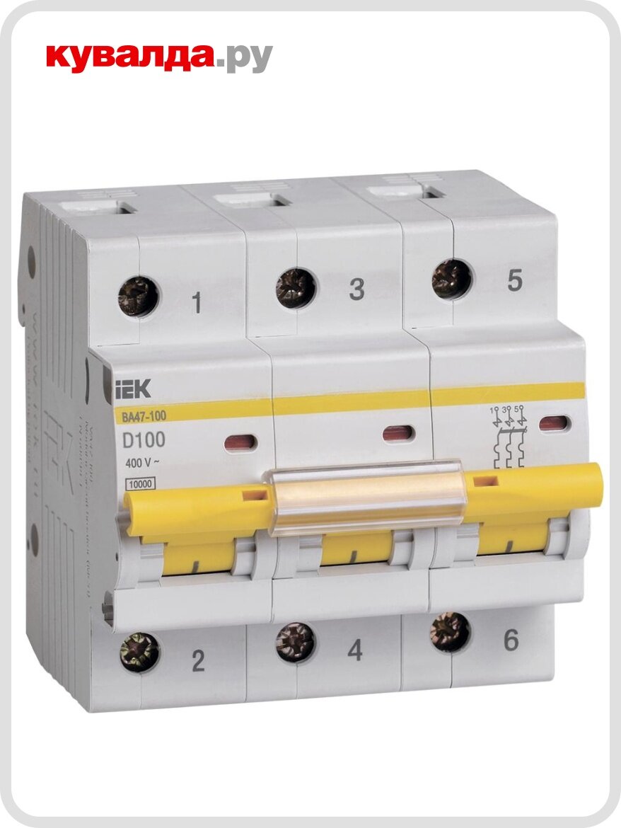 Автоматический выключатель IEK ВА47-100 модульный 3п d 100А 10кА