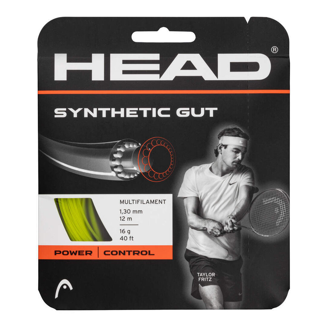 Струна для тенниса HEAD 12m Synthetic Gut, Yellow, 1.30 полиэстер