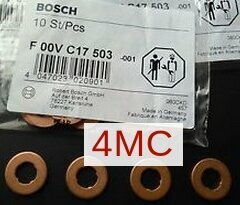 Шайба форсунки топливной медная 7x15x1,5 Bosch арт. F00VC17503