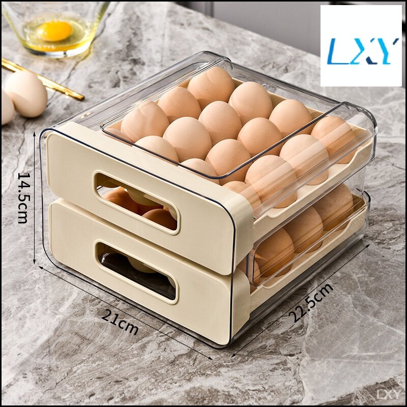 Эксклюзивный двухъярусный контейнер для яиц на 32 лотка в кремово желтой палитре