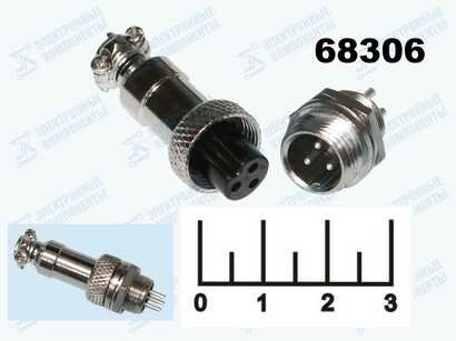 Разъем 3pin в комплекте хром GX12 (MIC-12-3)