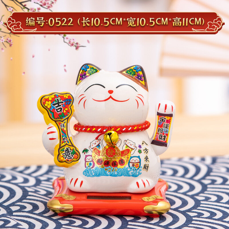 Лампа Lucky Cat Light Energy Shake Hand, керамическая, солнечная, 5 дюймов