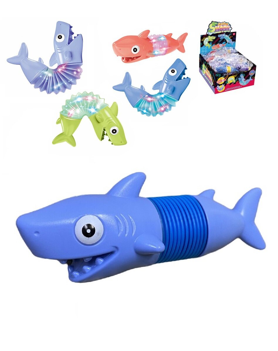 Игрушка антистресс поп трубочки акула 12,5 см со светом для мальчиков и девочек