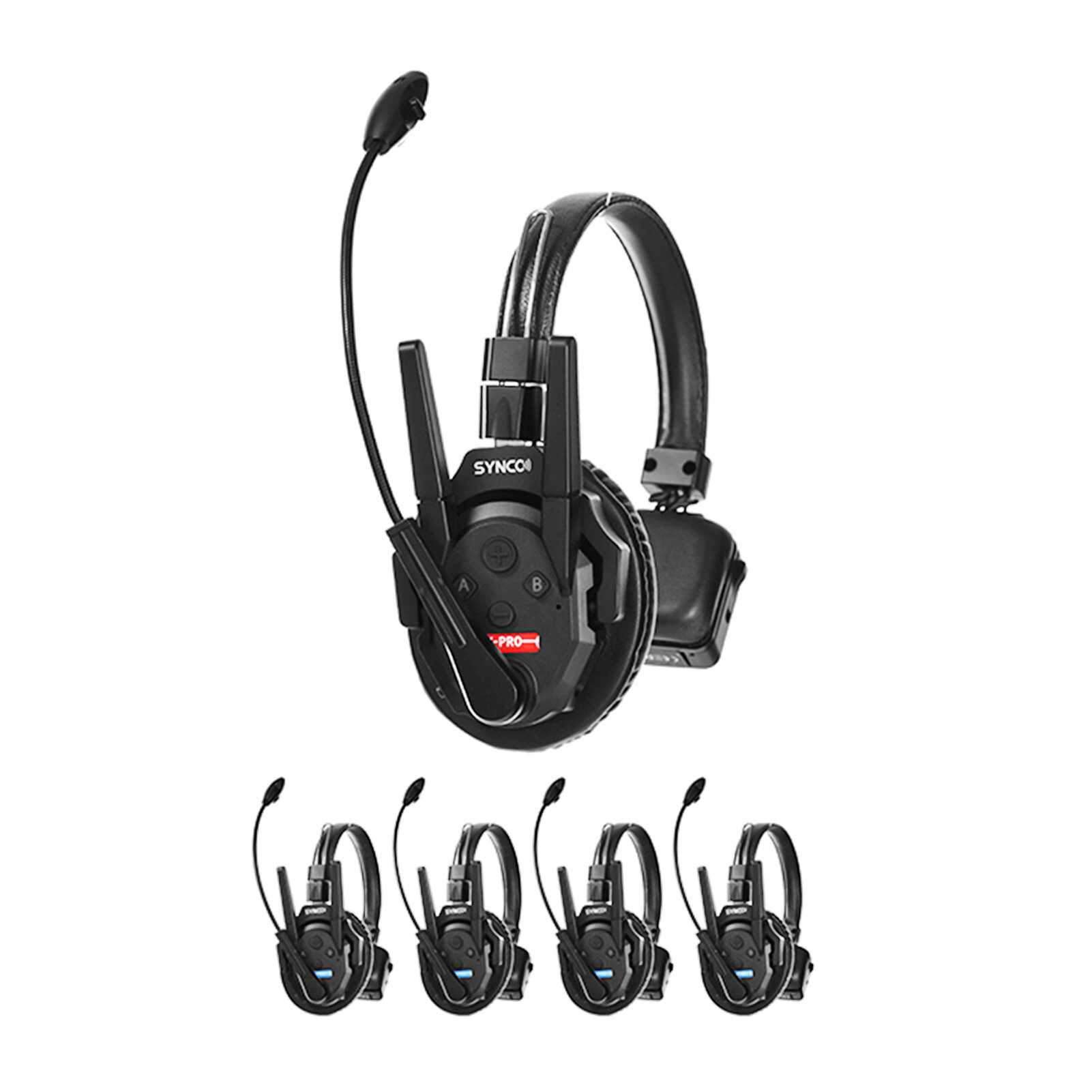 SYNCO Xtalk XPro5 Система беспроводных межкомнатных гарнитур для 5 человек 2.4G с микрофоном встроенной батареей передачей 500M/1640ft 3.5mm реального времени для кинопроизводства онлайн-трансляций сценических выступлений командного общения