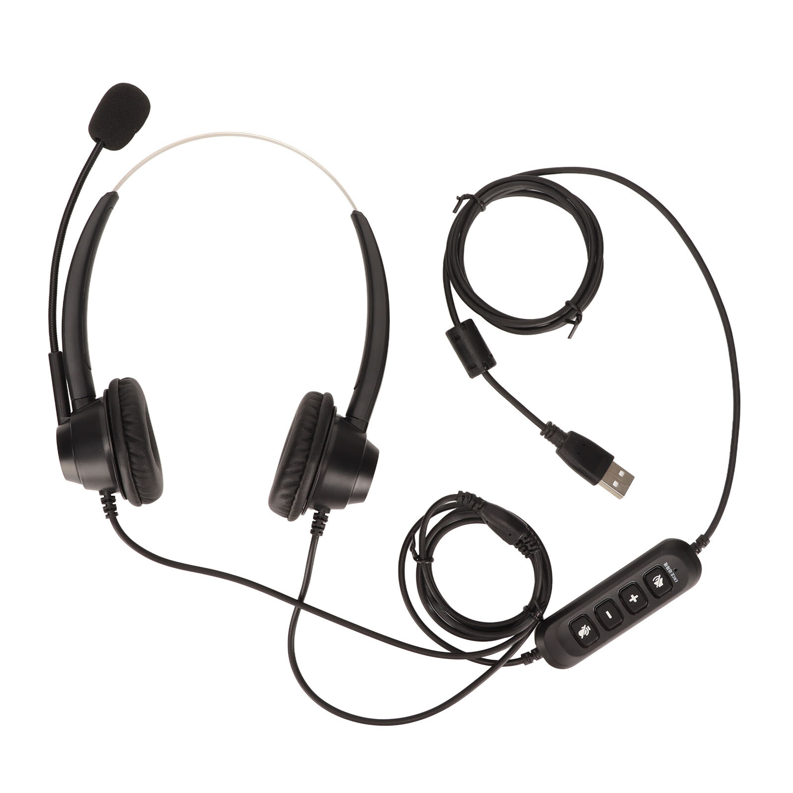 USB бизнес-гарнитура с шумоподавлением, бинауральная, регулируемая громкость, проводные наушники для ПК с отключением микрофона, для колл-центра